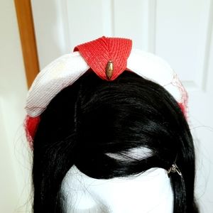 Vintage | Accessories | 94s White Red Turban Style Calot Half Hat Vtg ...